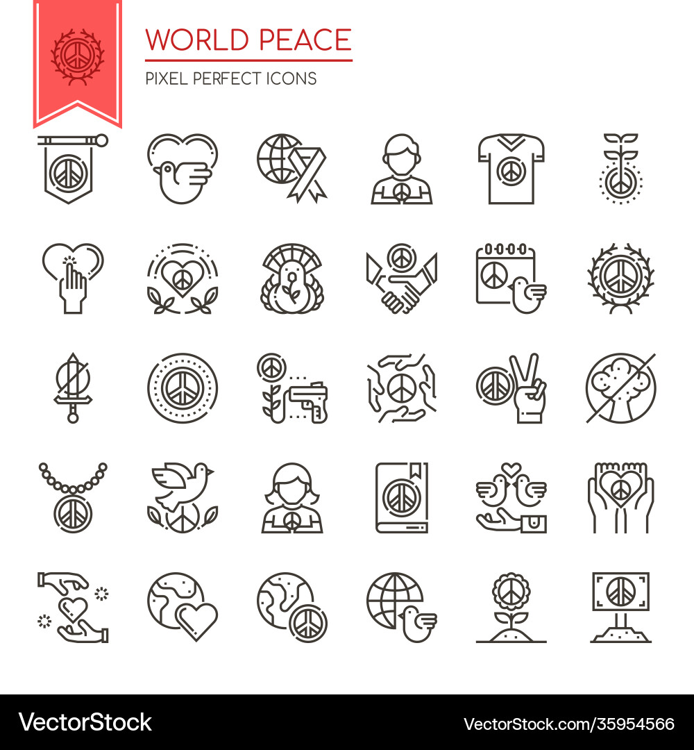 World peace thin line and pixel perfect icons Vector Image