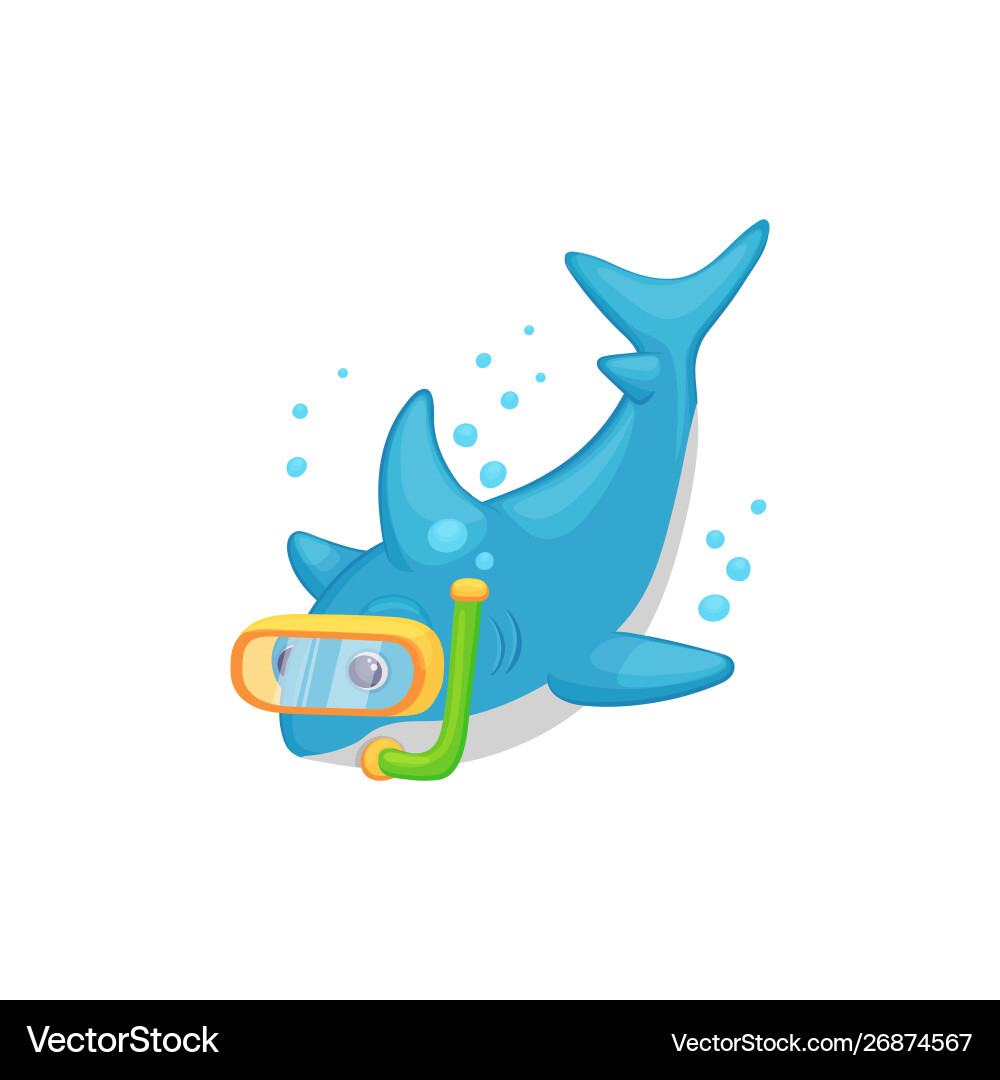 Cartoon shark scuba diving underwater - isolated Vector Image