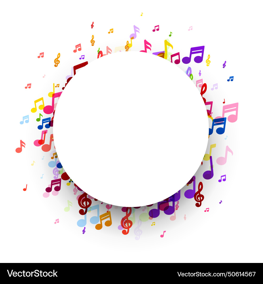 Circular frame with colorful musical notes Vector Image