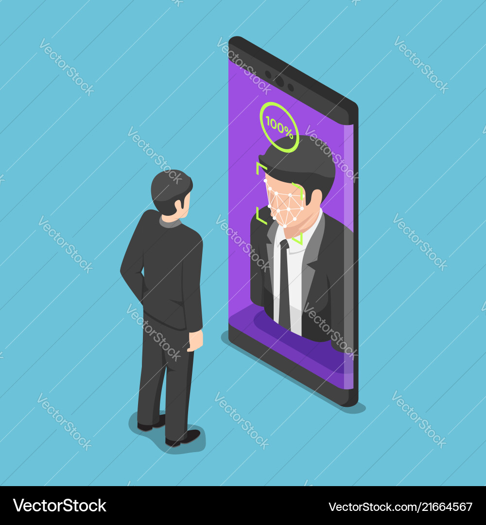 Face Scan Unlock Smartphone Royalty Free Vector Image
