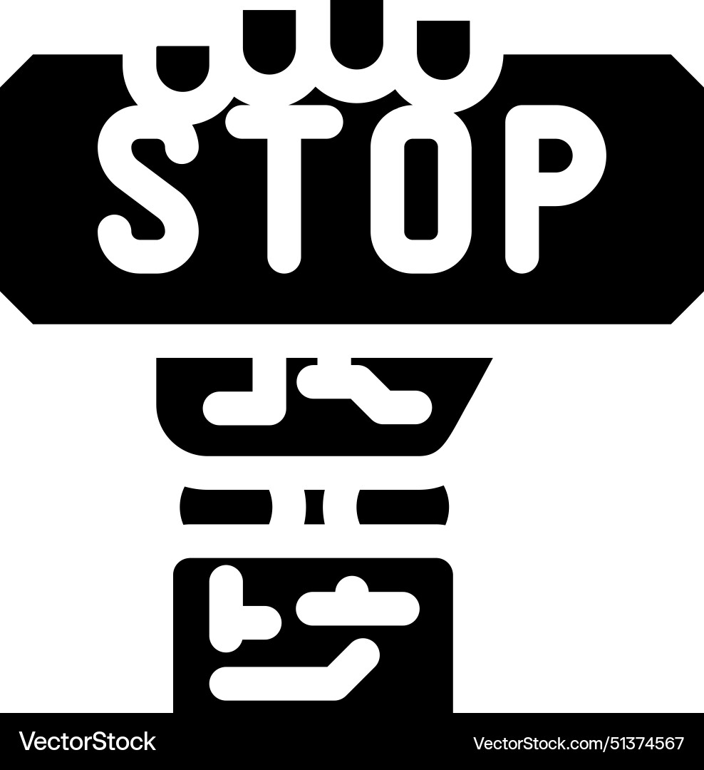 Stop robot hand gesture glyph icon Royalty Free Vector Image