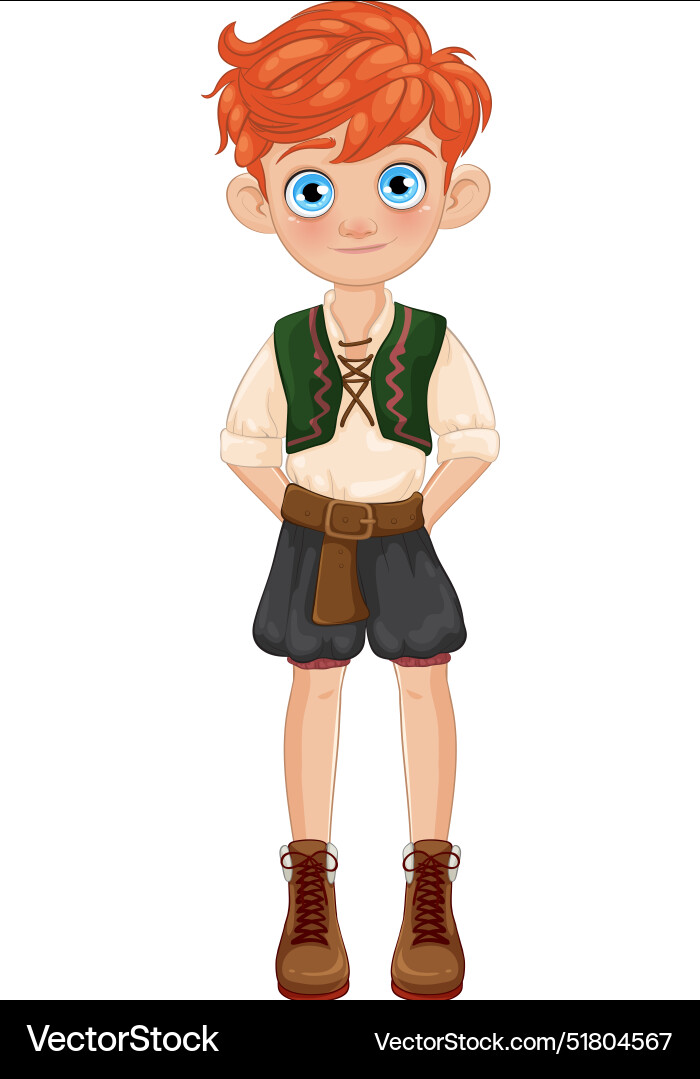 Young boy with bright red hair smiling Royalty Free Vector