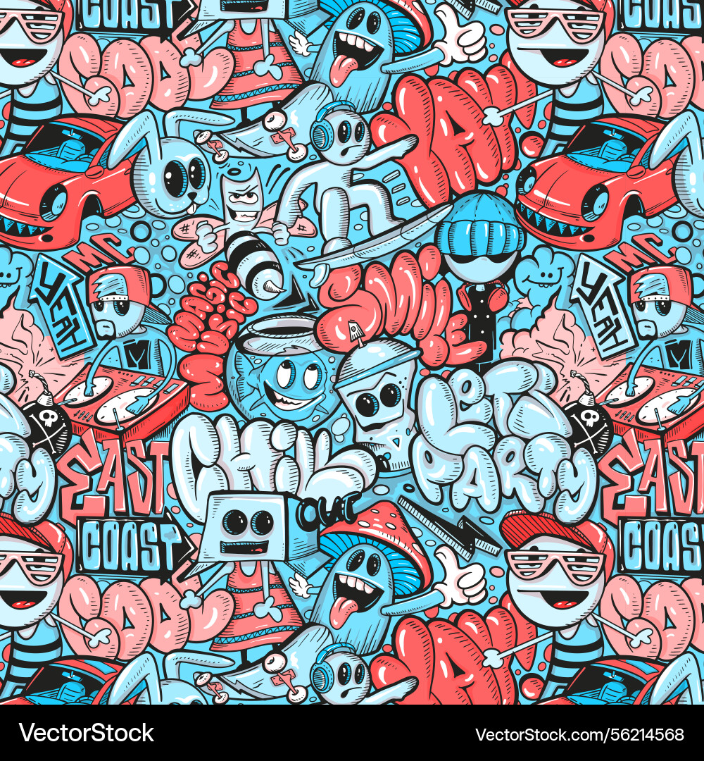 Abstract Comic Graffiti Pattern Royalty Free Vector Image
