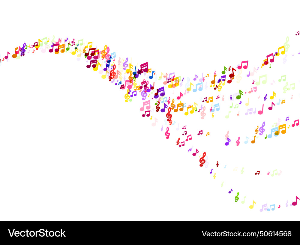 Colorful music notes in dynamic swirl Royalty Free Vector