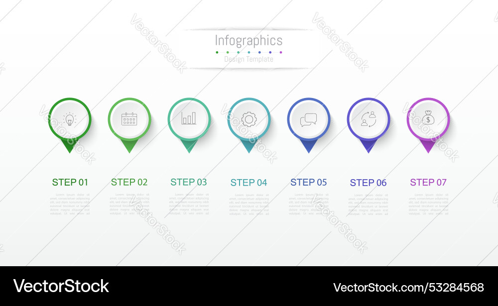 Infographic 7 options design elements Royalty Free Vector