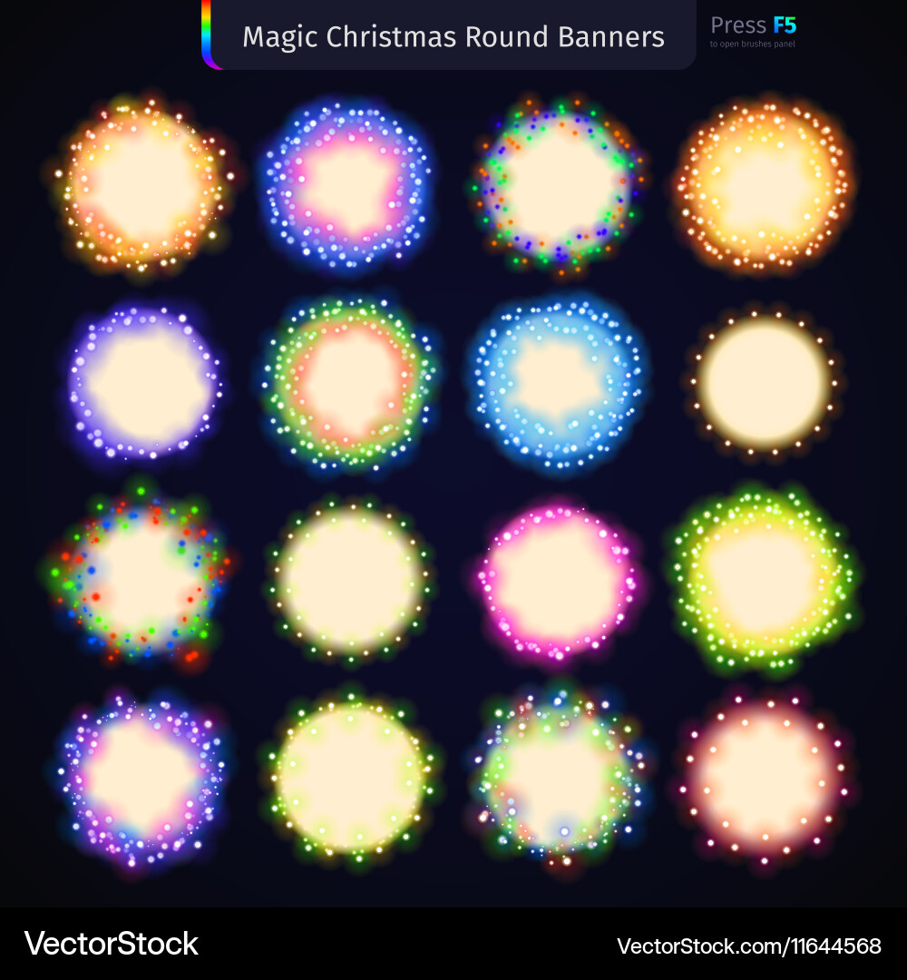 Magic christmas round banners Royalty Free Vector Image