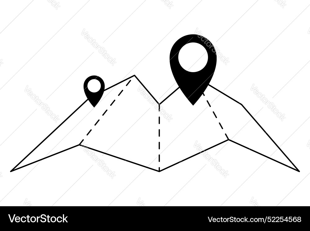 Map with two location pins Royalty Free Vector Image