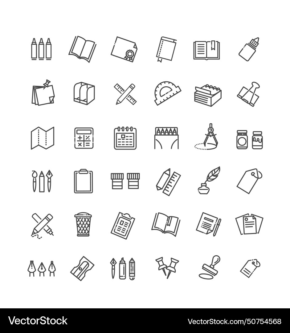 Office stationery - minimal thin line web icon set Office stationery - minimal thin line web icon set
