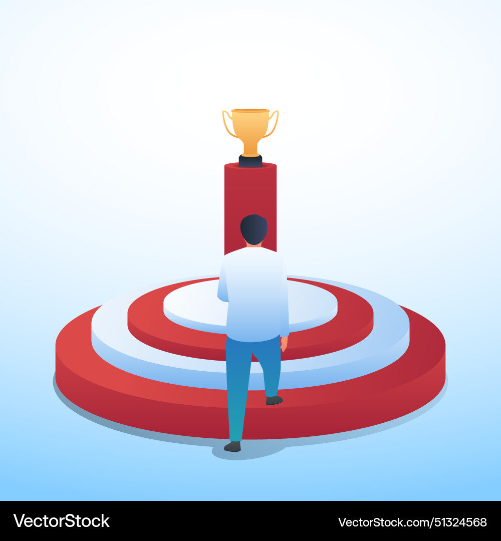 People walking towards trophy which Royalty Free Vector
