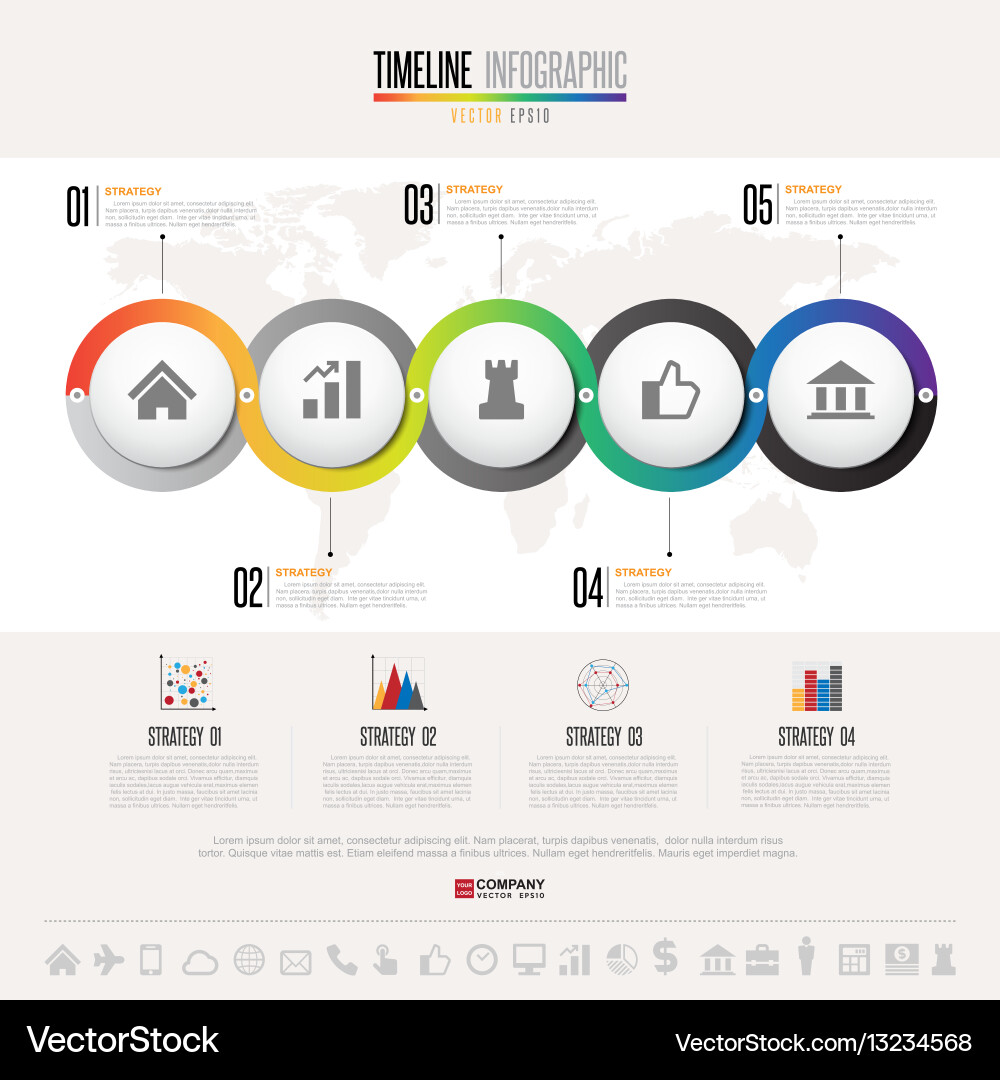 Timeline infographics design template Royalty Free Vector