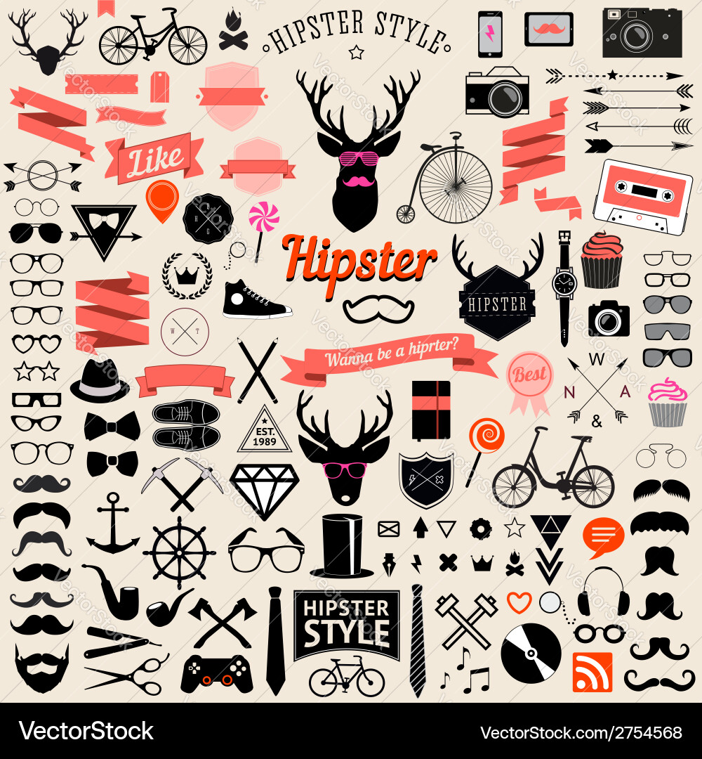 Vintage styled design hipster icons Royalty Free Vector