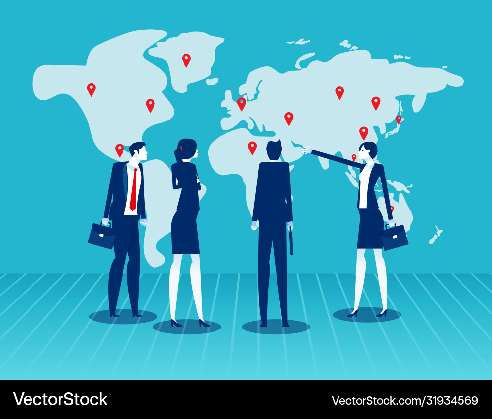 Business company extension world map branch Vector Image