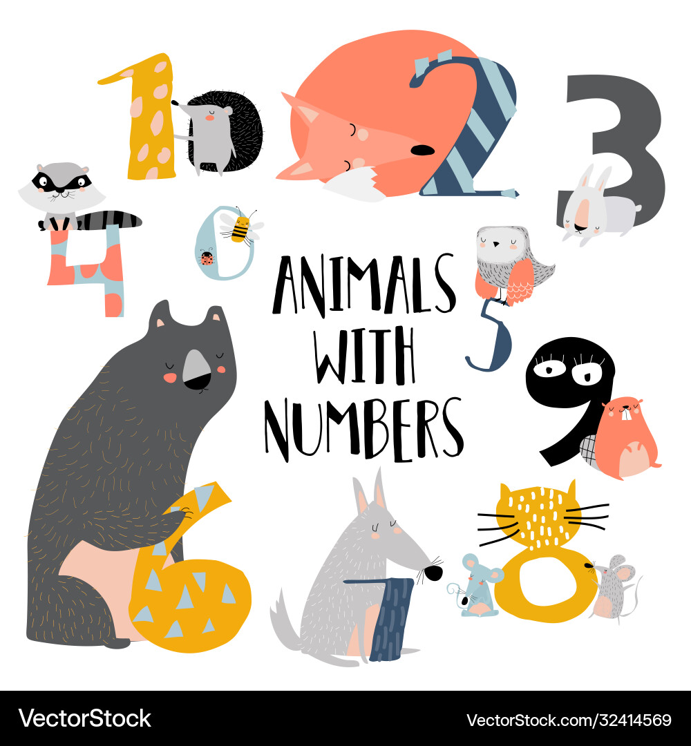 Cartoon numbers set from one Royalty Free Vector Image