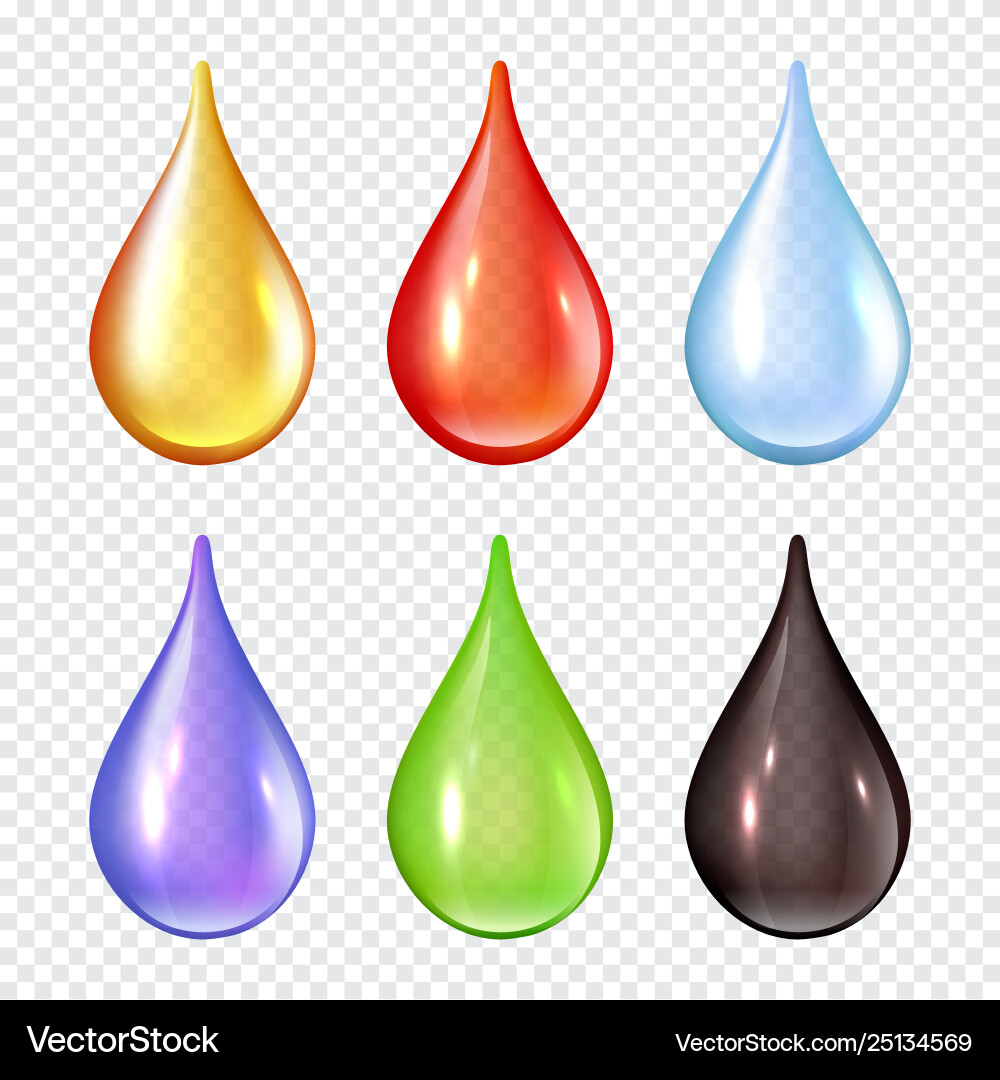 Colored drops splashes paint liquid realistic Vector Image