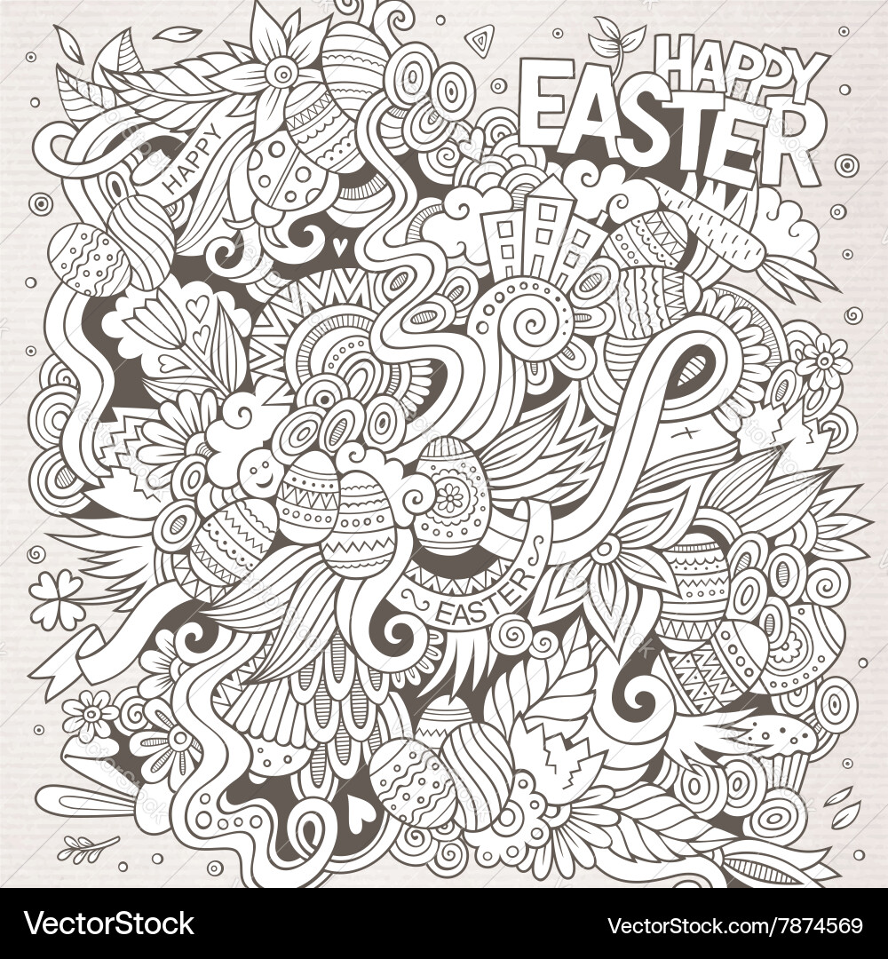 Easter Doodle Background Royalty Free Vector Image