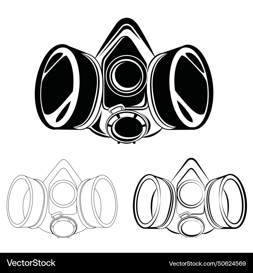 Gas mask half face - 3 versions Royalty Free Vector Image