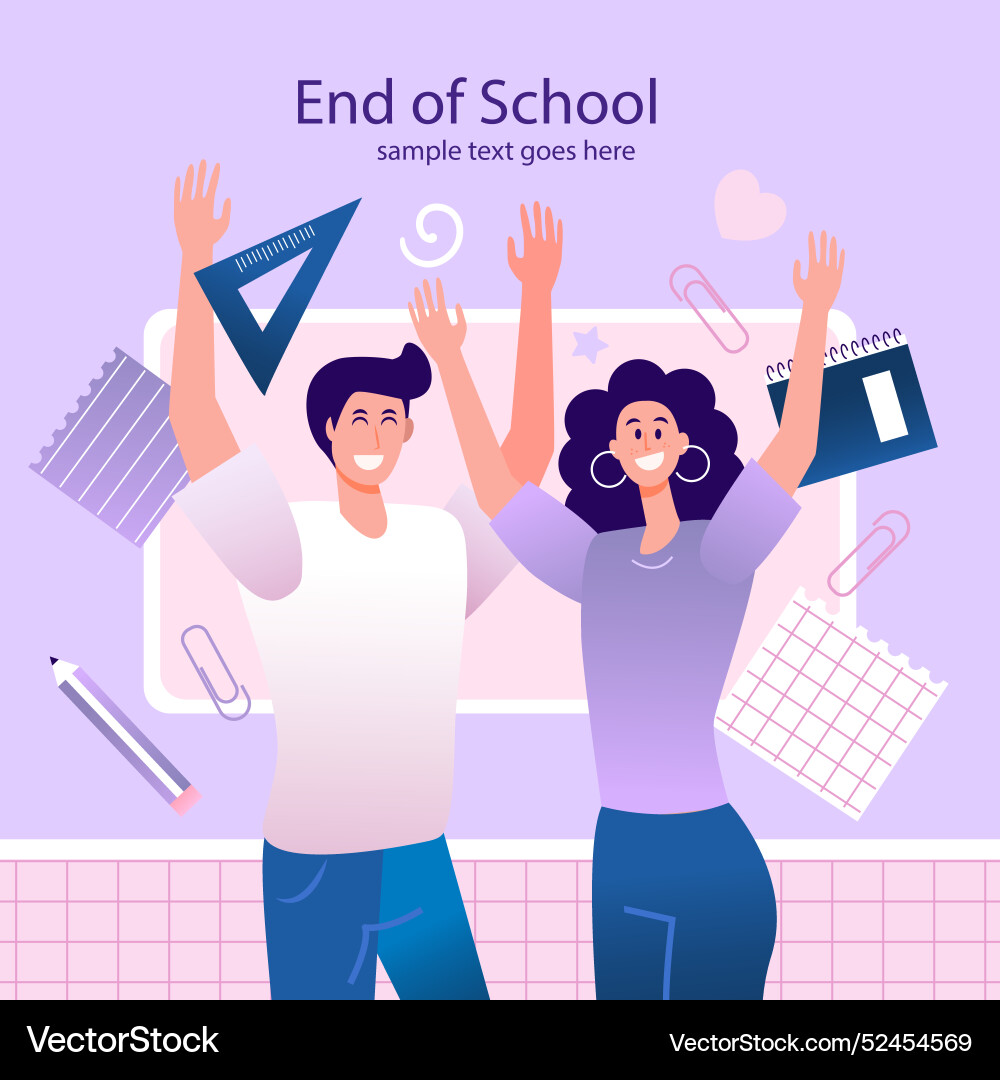 Gradient end of school Royalty Free Vector Image
