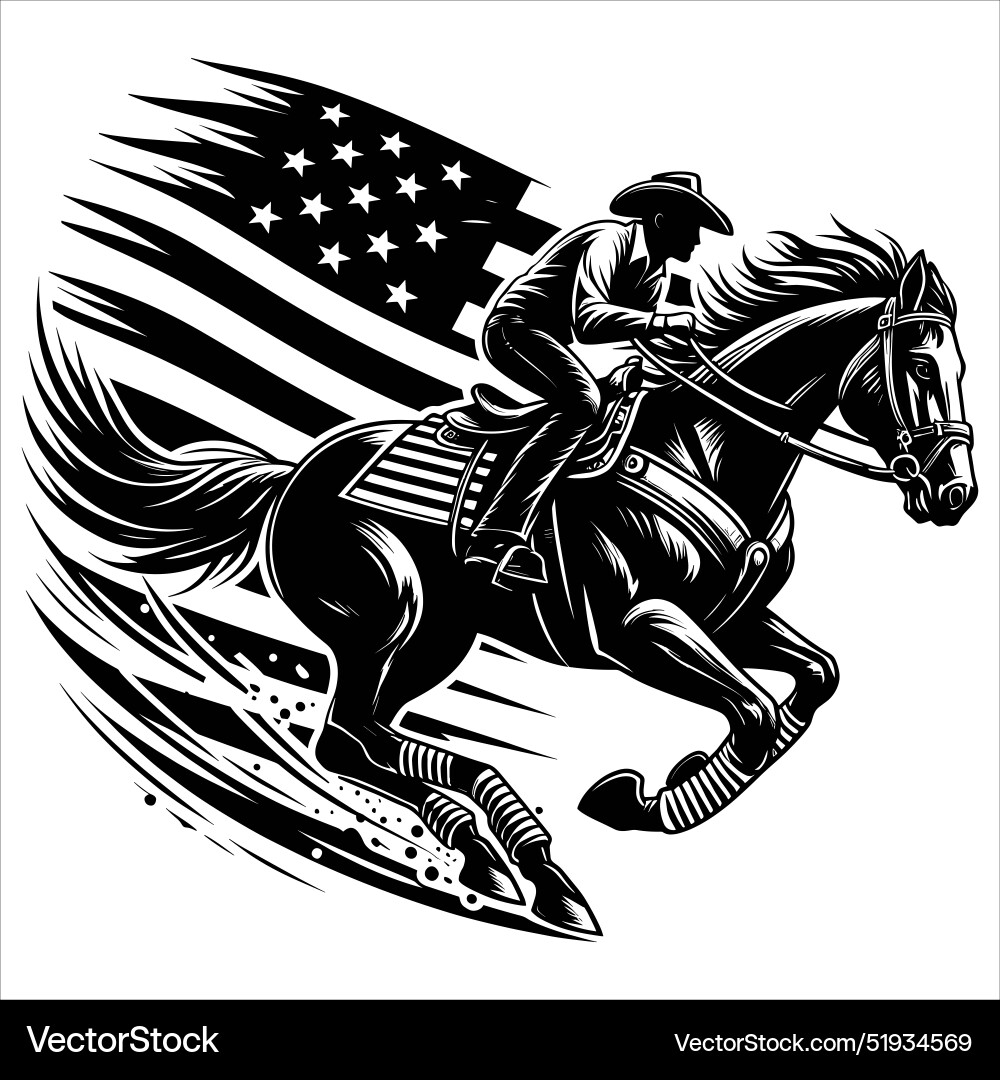 Running horse american flag Royalty Free Vector Image