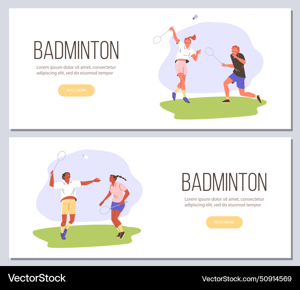 Set of badminton banners with space for text Vector Image