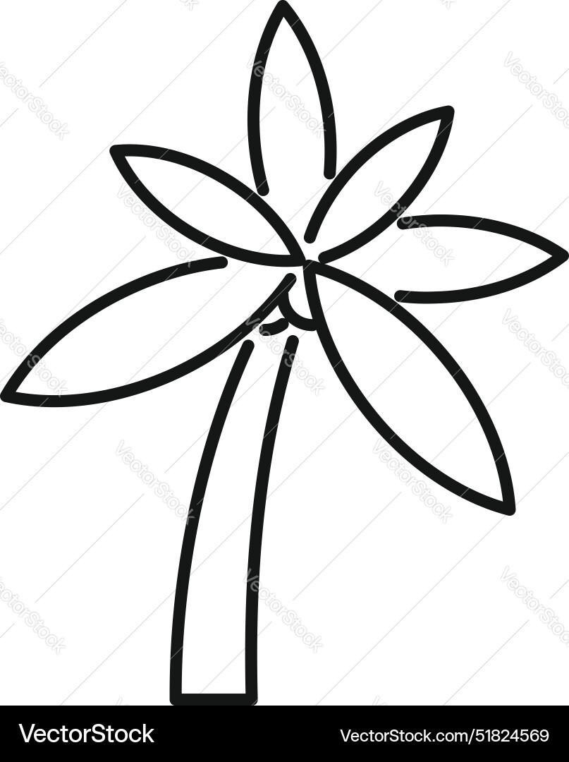 Single palm tree growing on tropical island Vector Image