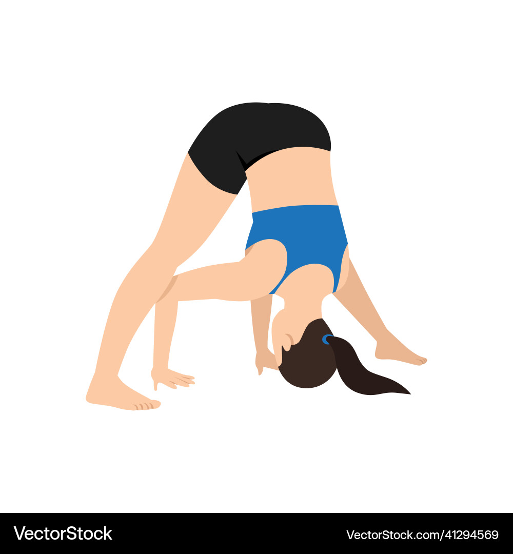 Woman doing wide legged forward bend pose Vector Image