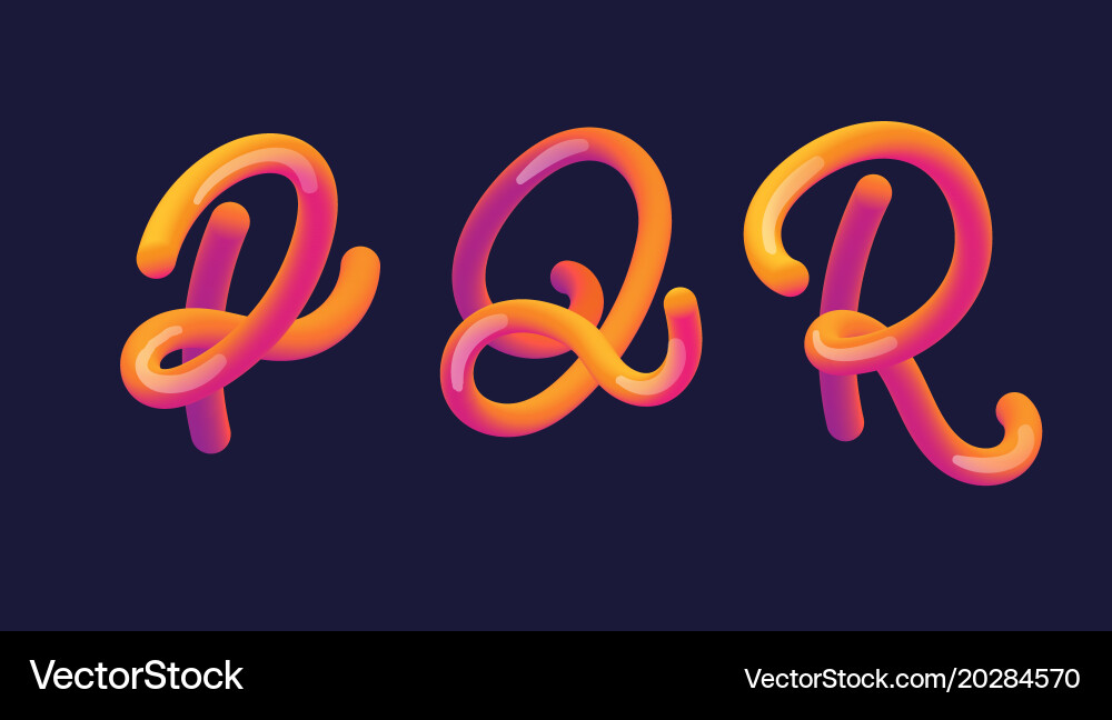 3d gradient lettering font set with letter - p q Vector Image