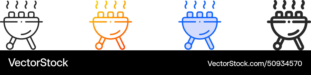 Bbq iconthin linear gradient blue stroke and bold Vector Image