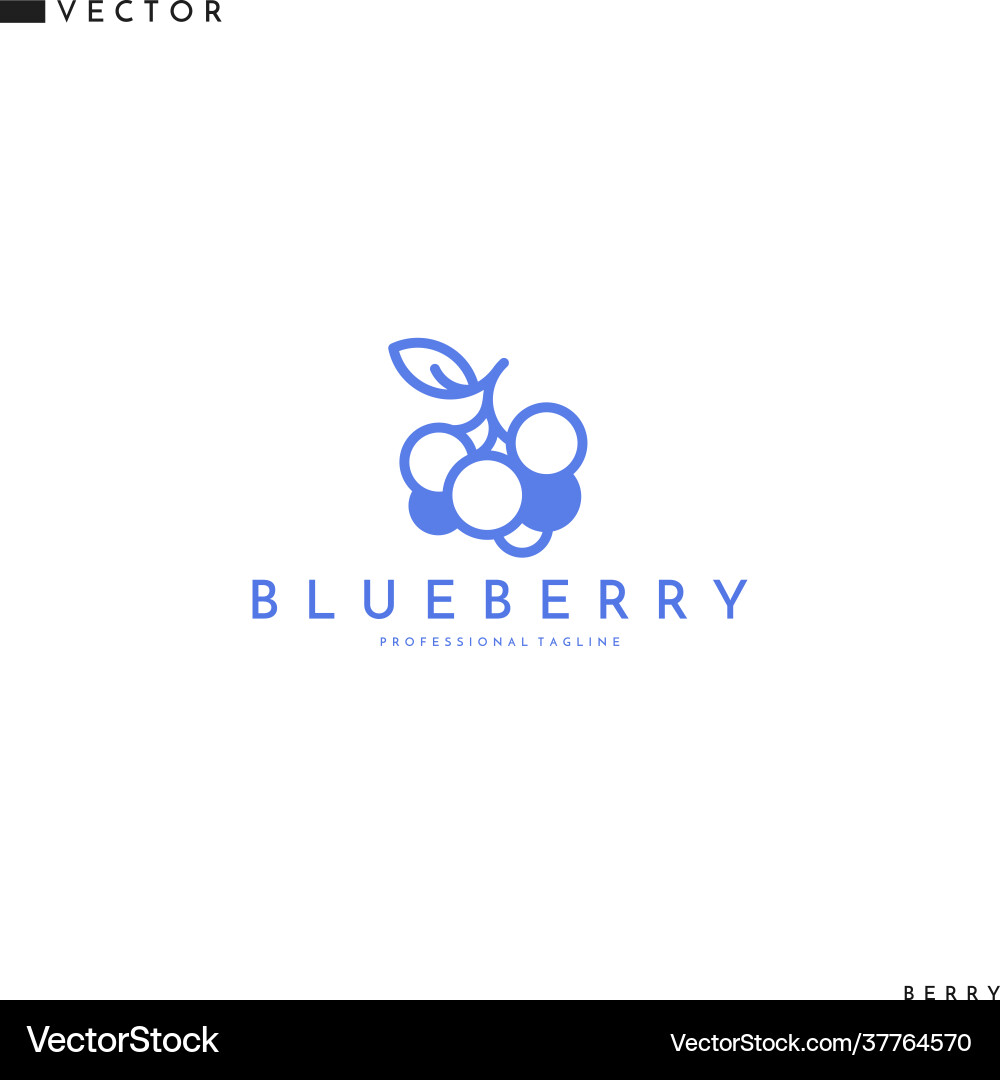 Blueberry logo line art Royalty Free Vector Image