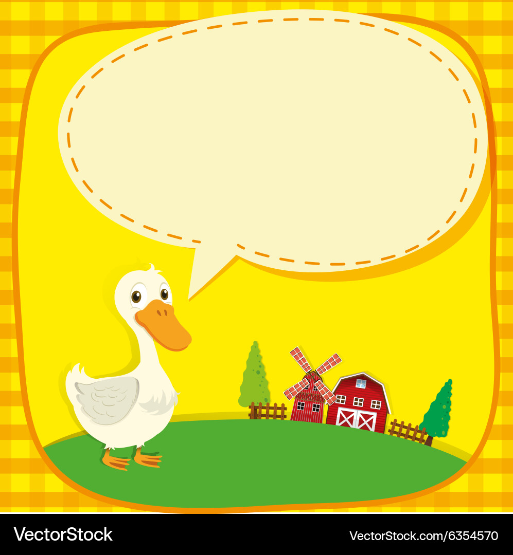 Border design with duck and barns Royalty Free Vector Image