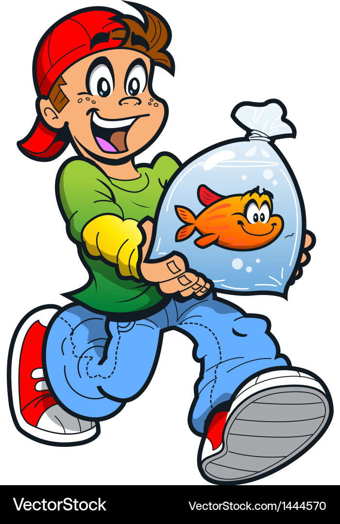 Boy with goldfish Royalty Free Vector Image - VectorStock