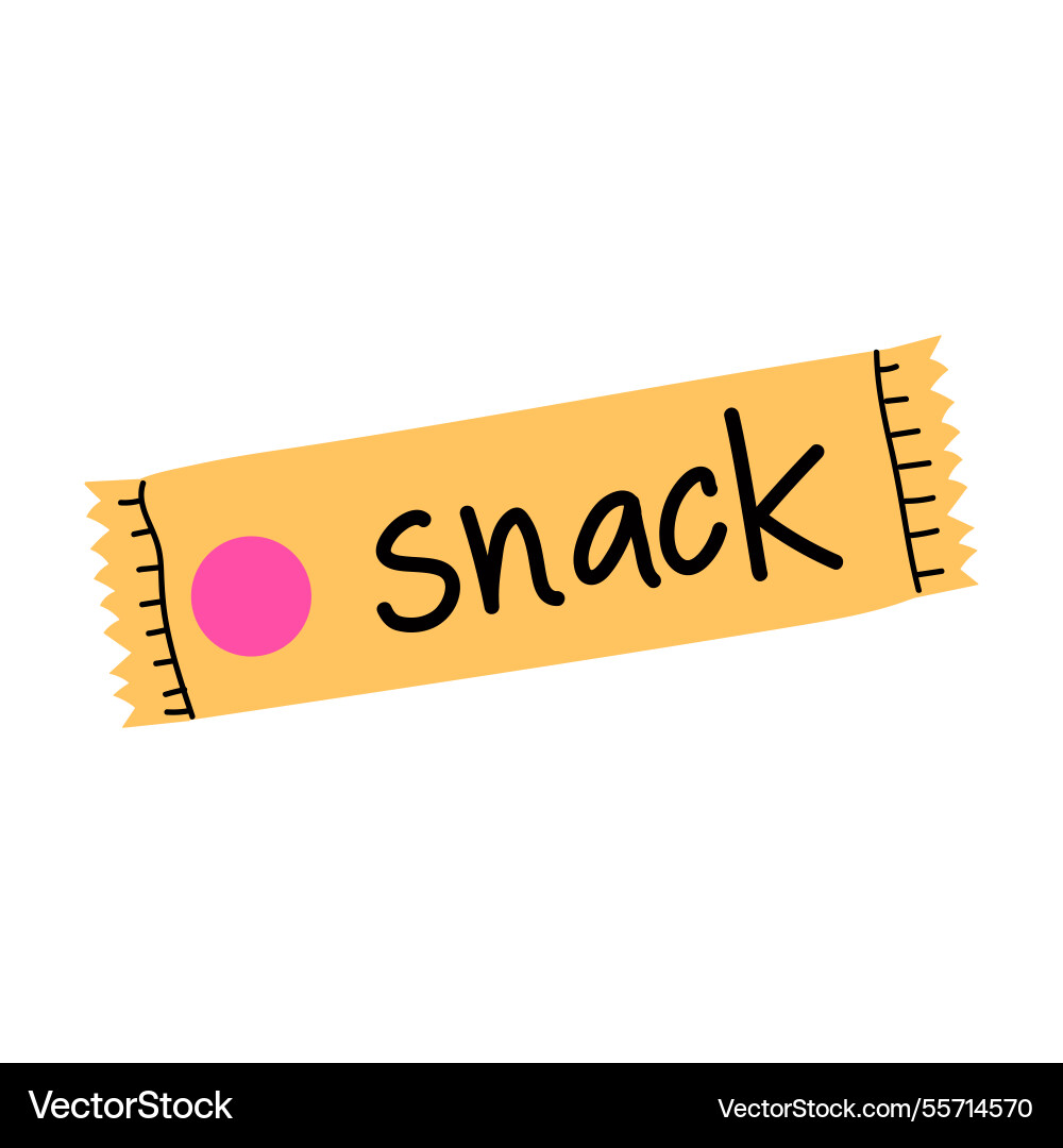 Colorful snack label featuring a pink circle Vector Image