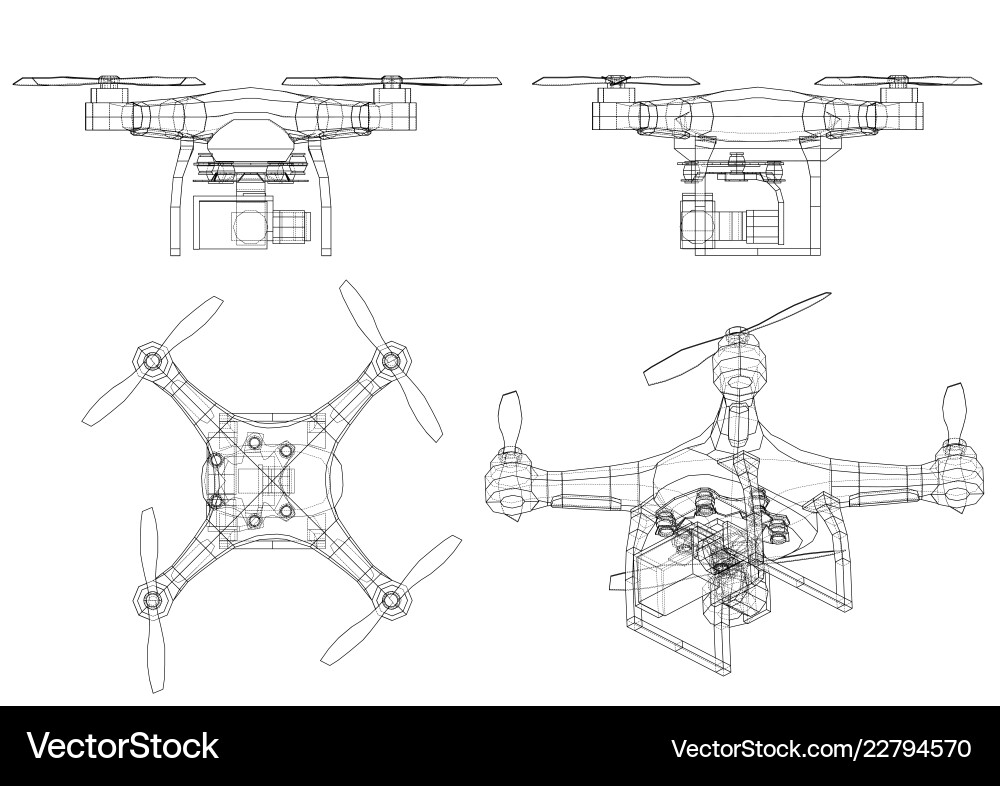 Drone concept rendering of 3d Royalty Free Vector Image