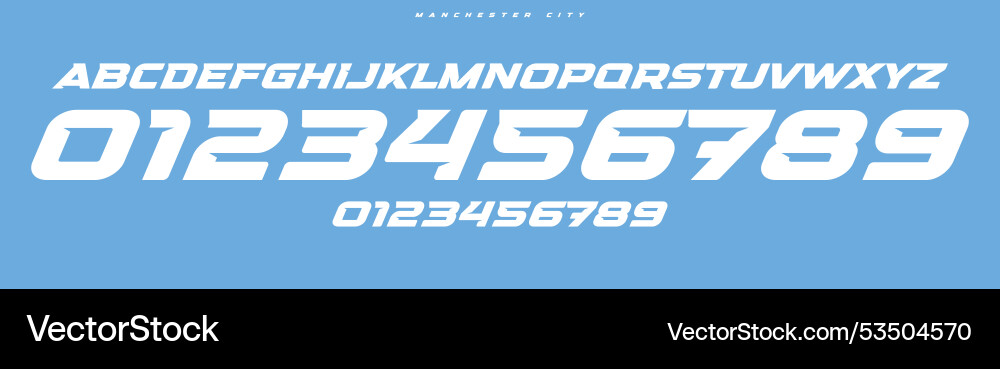 Dynamic italic automotive font sleek bold numbers Vector Image