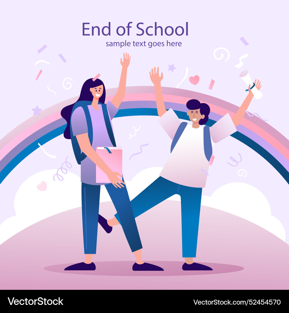 Gradient end of school Royalty Free Vector Image