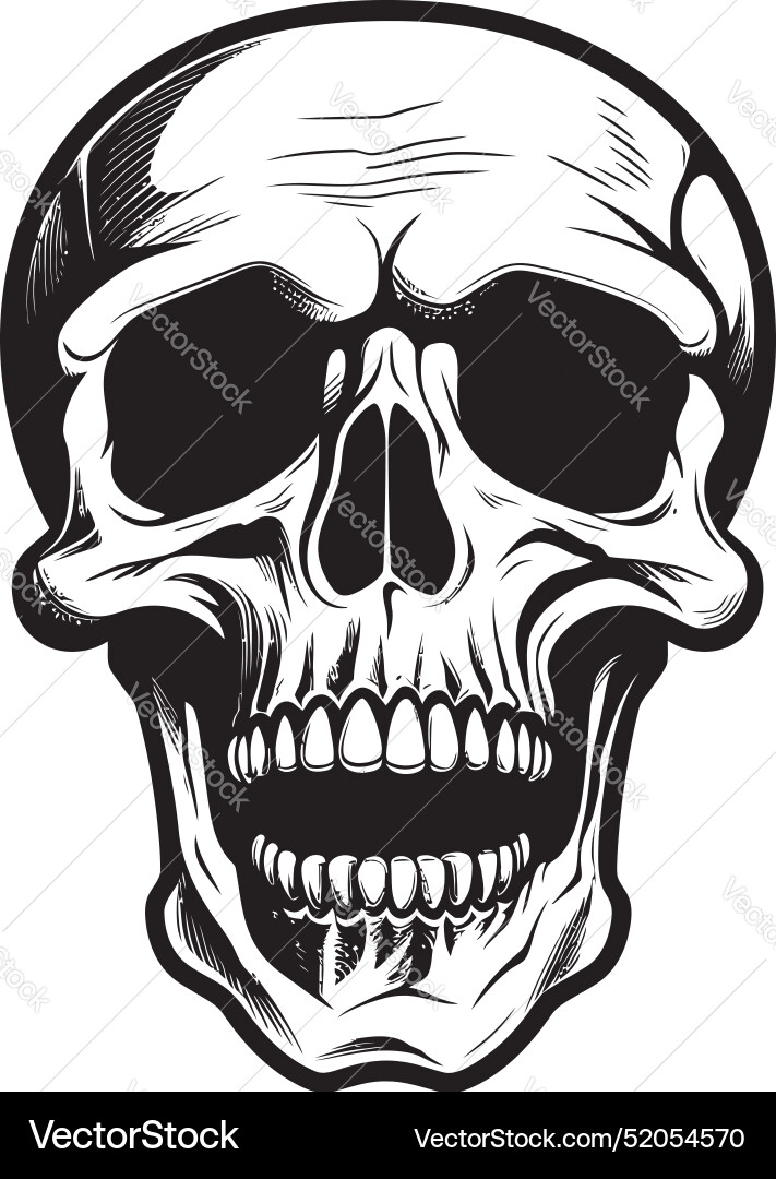 Petrifying skeleton emblem shocked logo design Vector Image