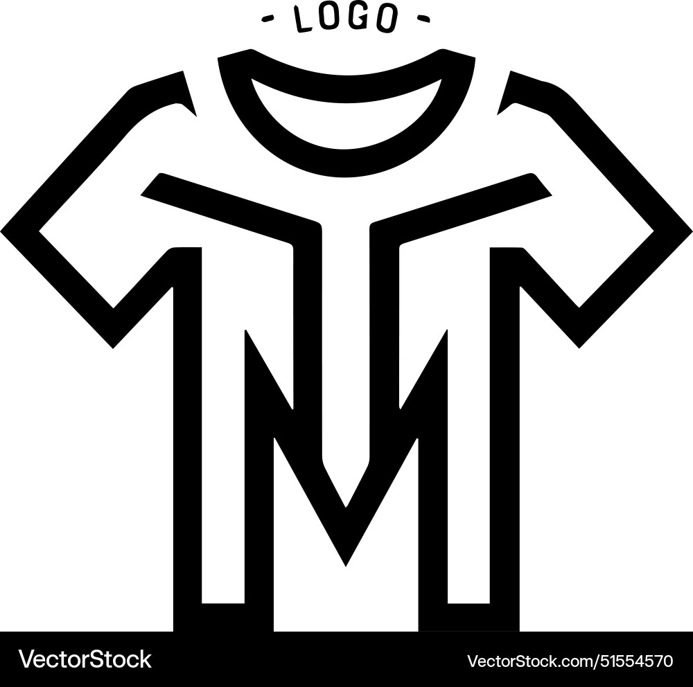 T shirt logo design with outline Royalty Free Vector Image