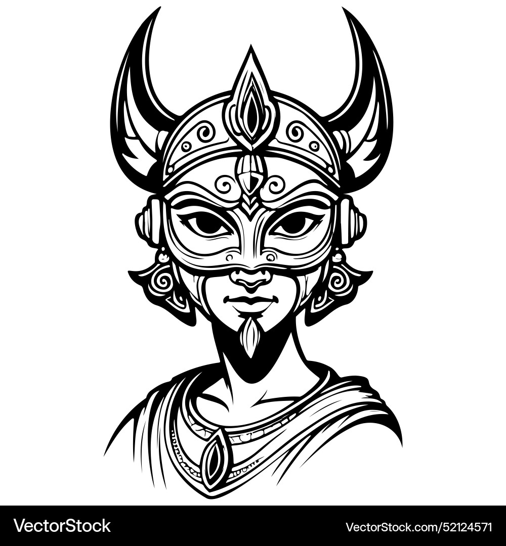 Cartoon face mask drawing black line isolated Vector Image