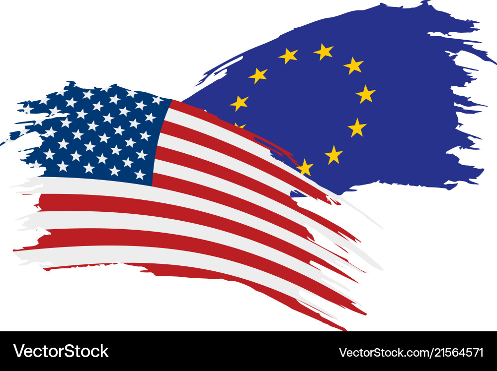 European union and american flags Royalty Free Vector Image
