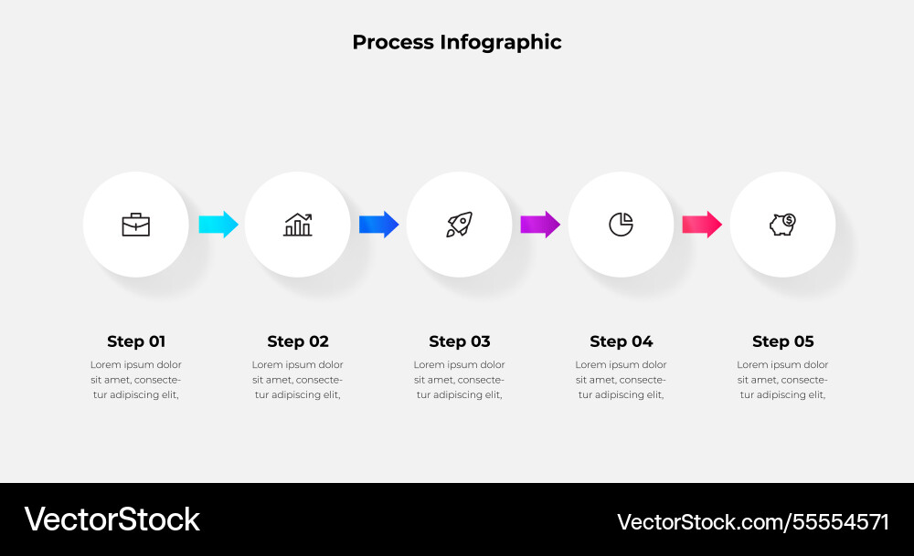 Infographic five steps business process Royalty Free Vector