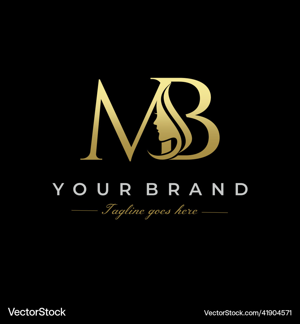 Initial letter mb beauty face logo design Vector Image