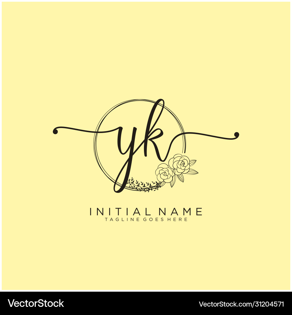 Letter initial yk beauty monogram and elegant Vector Image