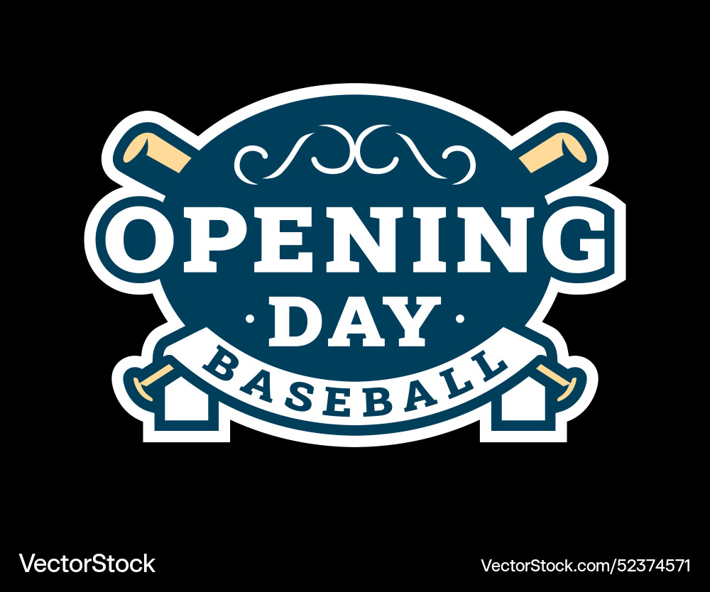Opening day baseball logo emblem on a dark Vector Image