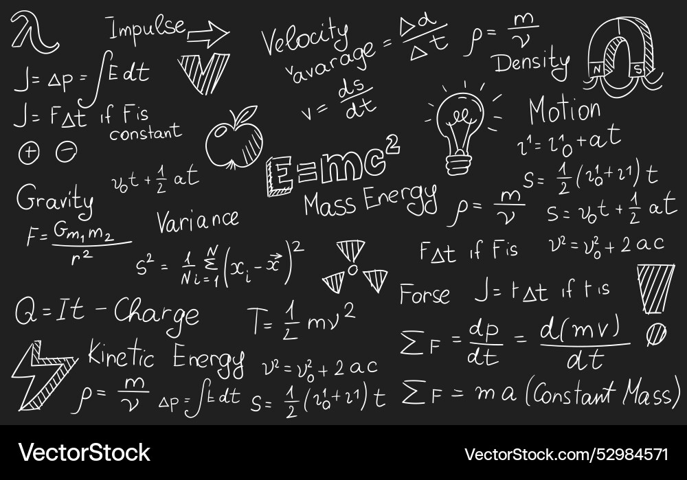 Physics formulas science and education background Vector Image