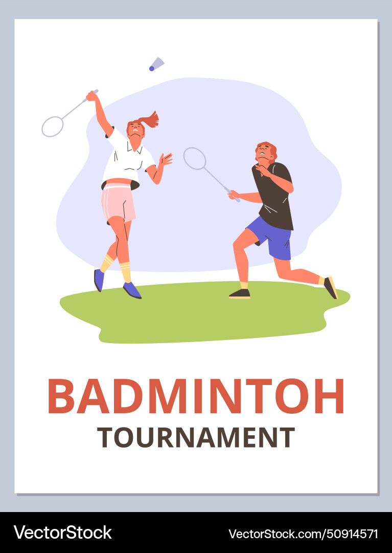 Poster or vertical banner about badminton Vector Image