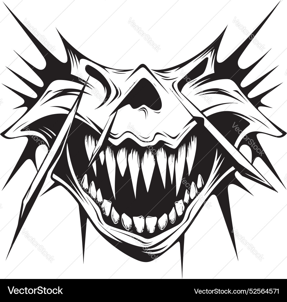 Shadowed fangs sinister mouth symbol eerie jaws Vector Image