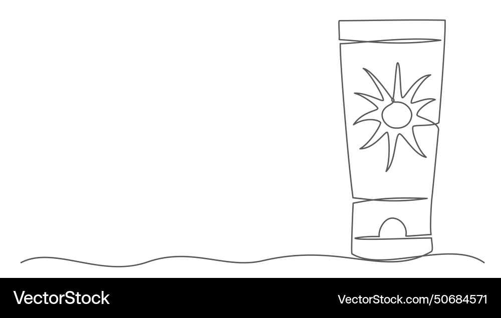 Sun cream one line drawing isolated on white Vector Image