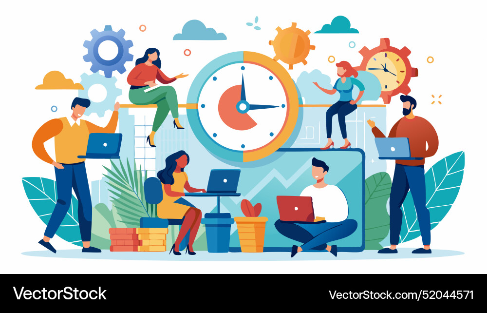 Team collaboration for efficient time management Vector Image