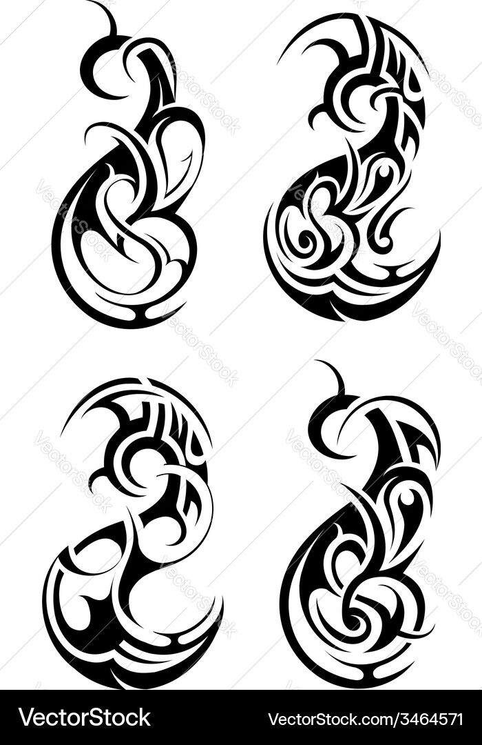 Tribal Swirl Tattoo Set Royalty Free Vector Image