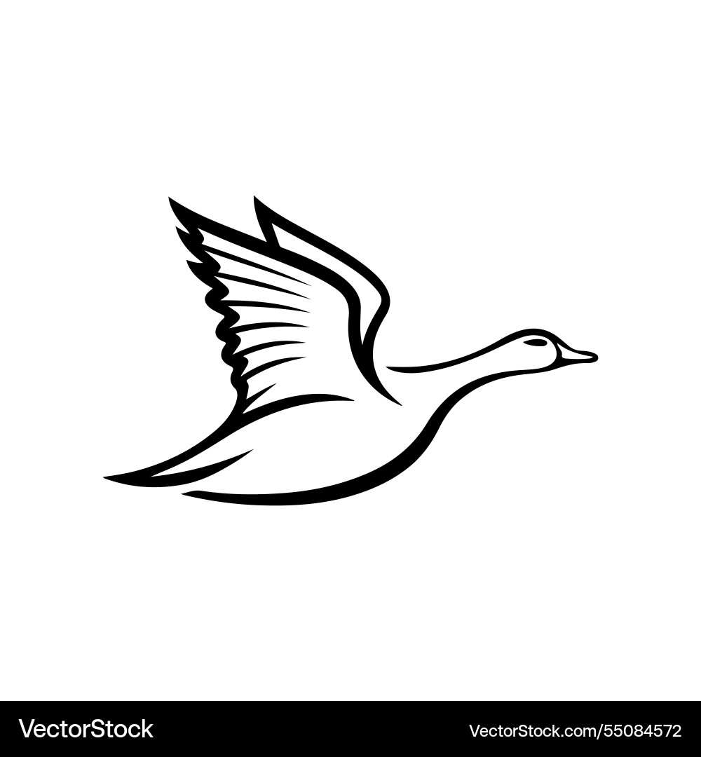 A flying goose outline Royalty Free Vector Image