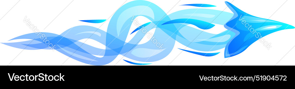 Blue wavy arrow flying across image pointing right